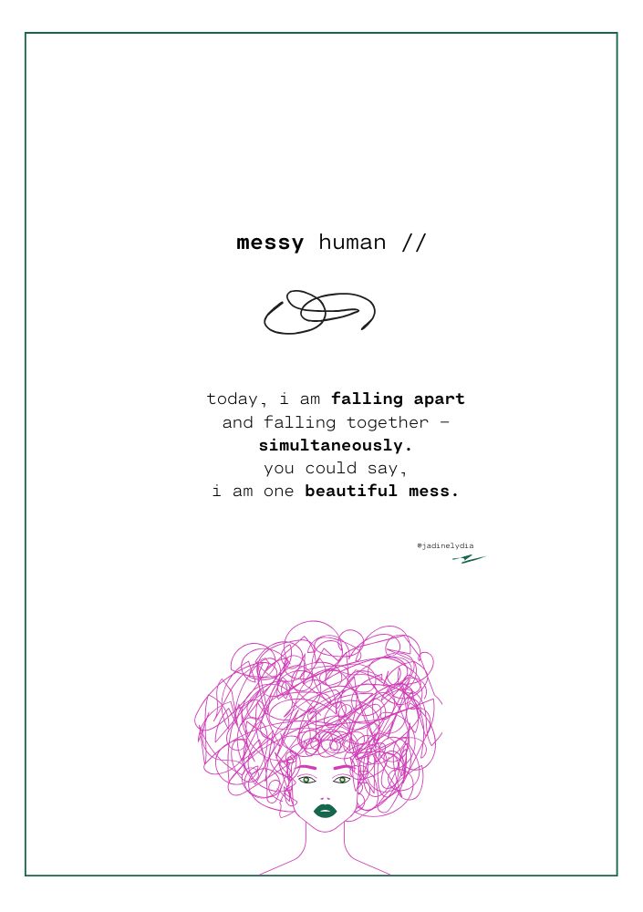 Messy Human [A5 Printable Poem] | Jadine Lydia
